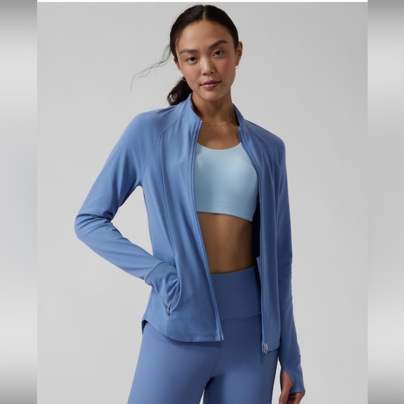 Athleta | Jackets & Coats | Athleta Salutation Jacket Cottage Blue ...